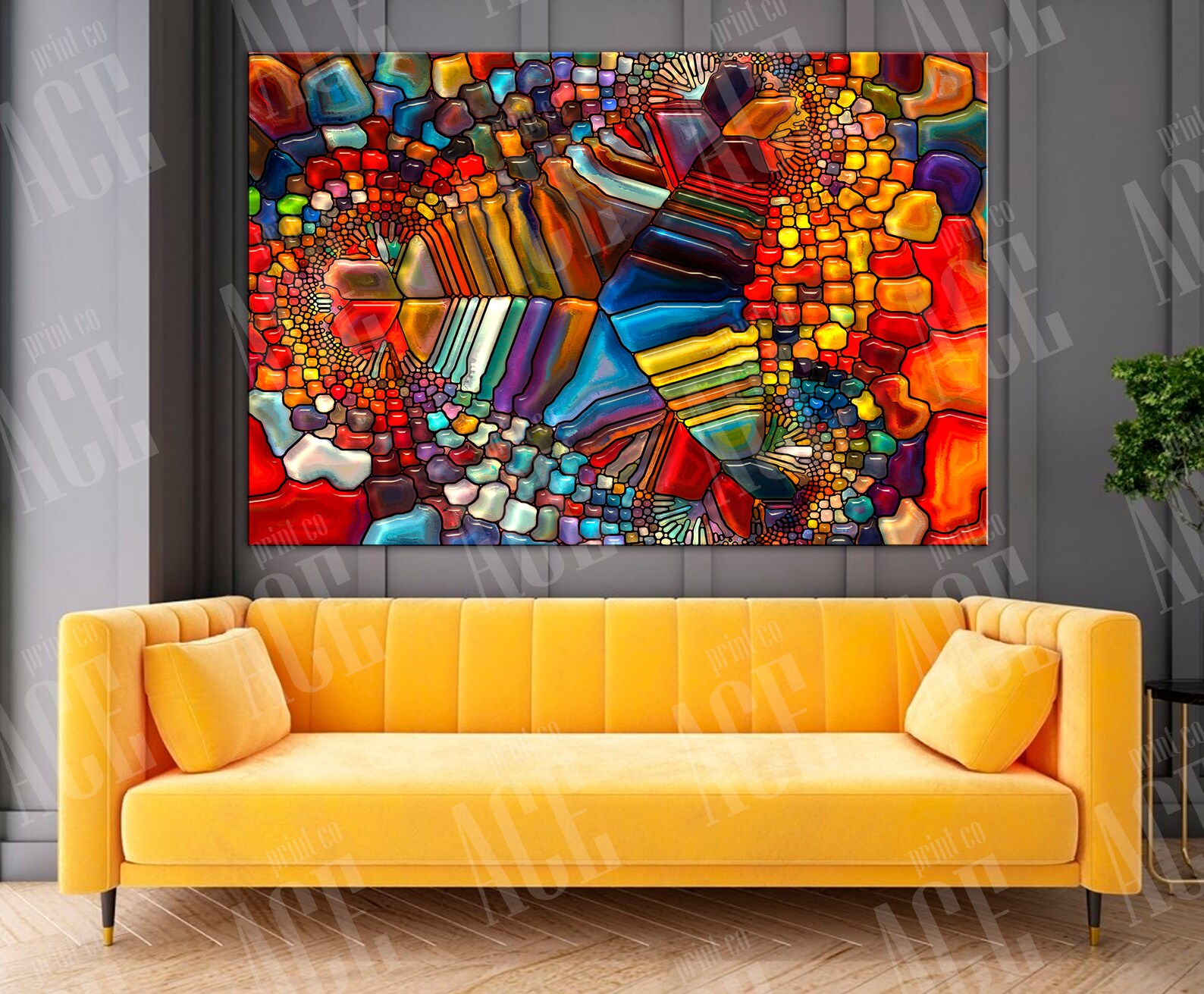 Stained Glass Canvas Glass Wall Art Modern Wall Decor - Etsy