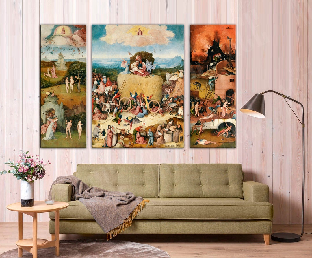The Hay Wain Reproduction Print, the Haywain Triptych (1516) Hieronymus Bosch Canvas 3 PANEL - Etsy