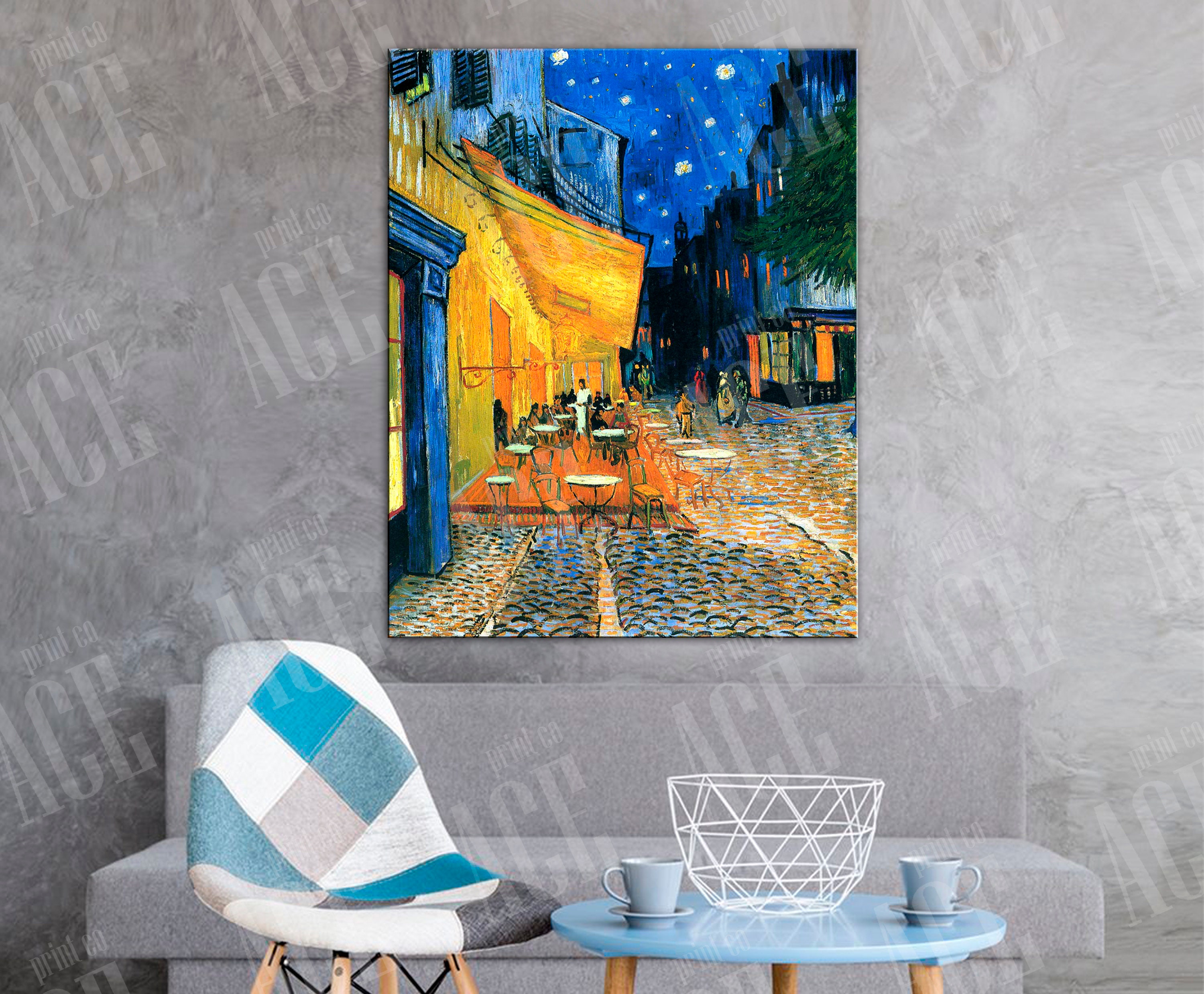 Vincent Van Gogh Reproduction Print Cafe Terrace at Night | Etsy