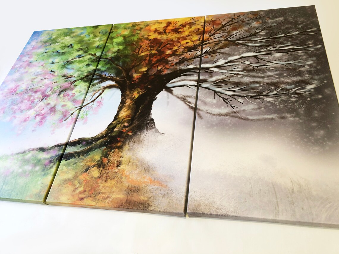 Seasons Wall Art Abstract Tree Print Colorful Tree Decor - Etsy