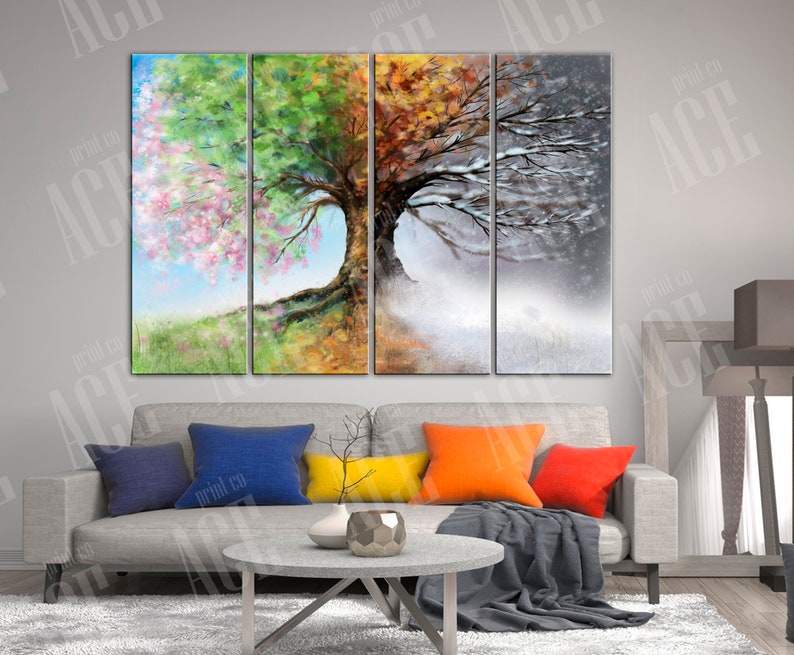 Seasons Wall Art Abstract Tree Print Colorful Tree Decor - Etsy