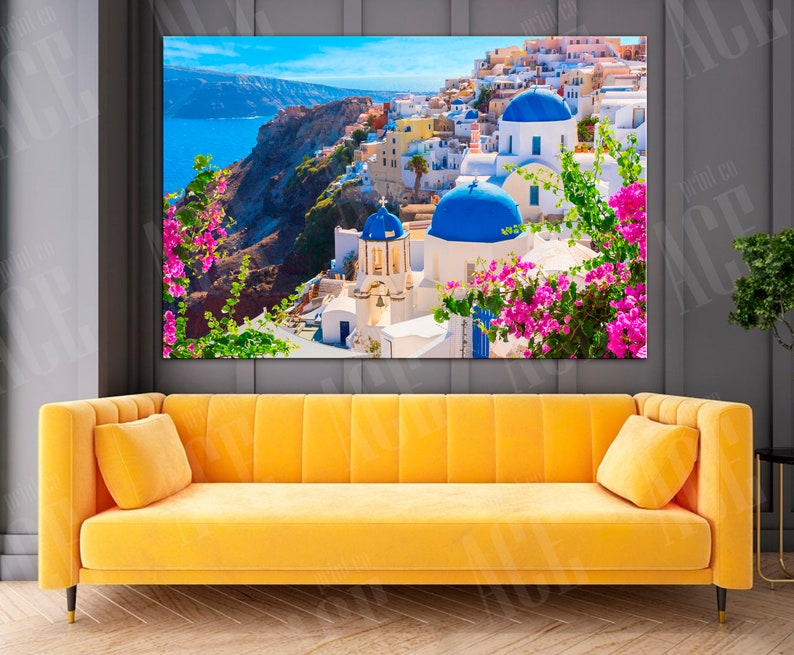 Santorini Canvas, Greece Print - Etsy