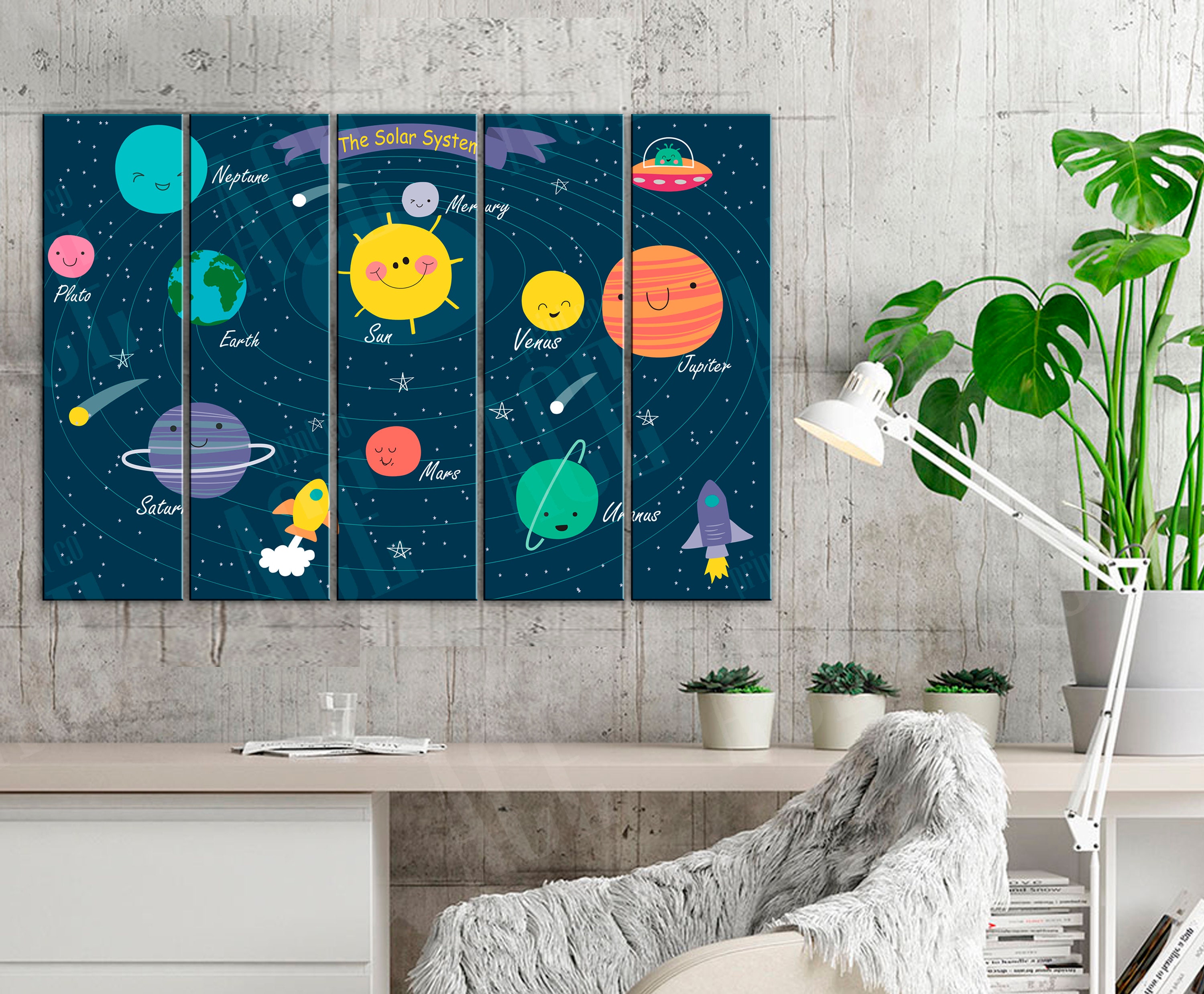 Solar System Canvas Kids Space Print Astronomy Canvas - Etsy