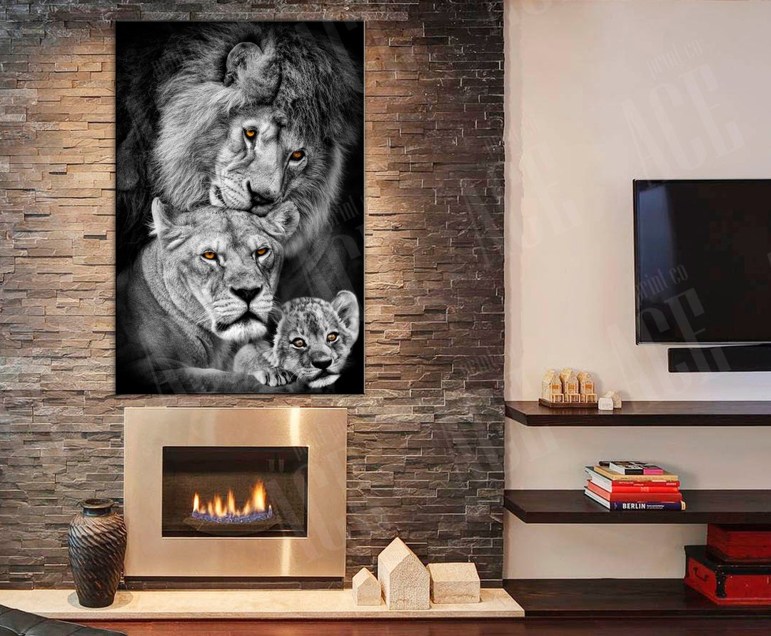 The Lion Family Canvas, African Lions Canvas, Lions Print - Etsy
