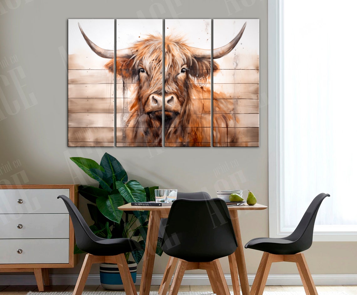 Highland Cow Canvas Print: Farmhouse Wall Decor - Etsy