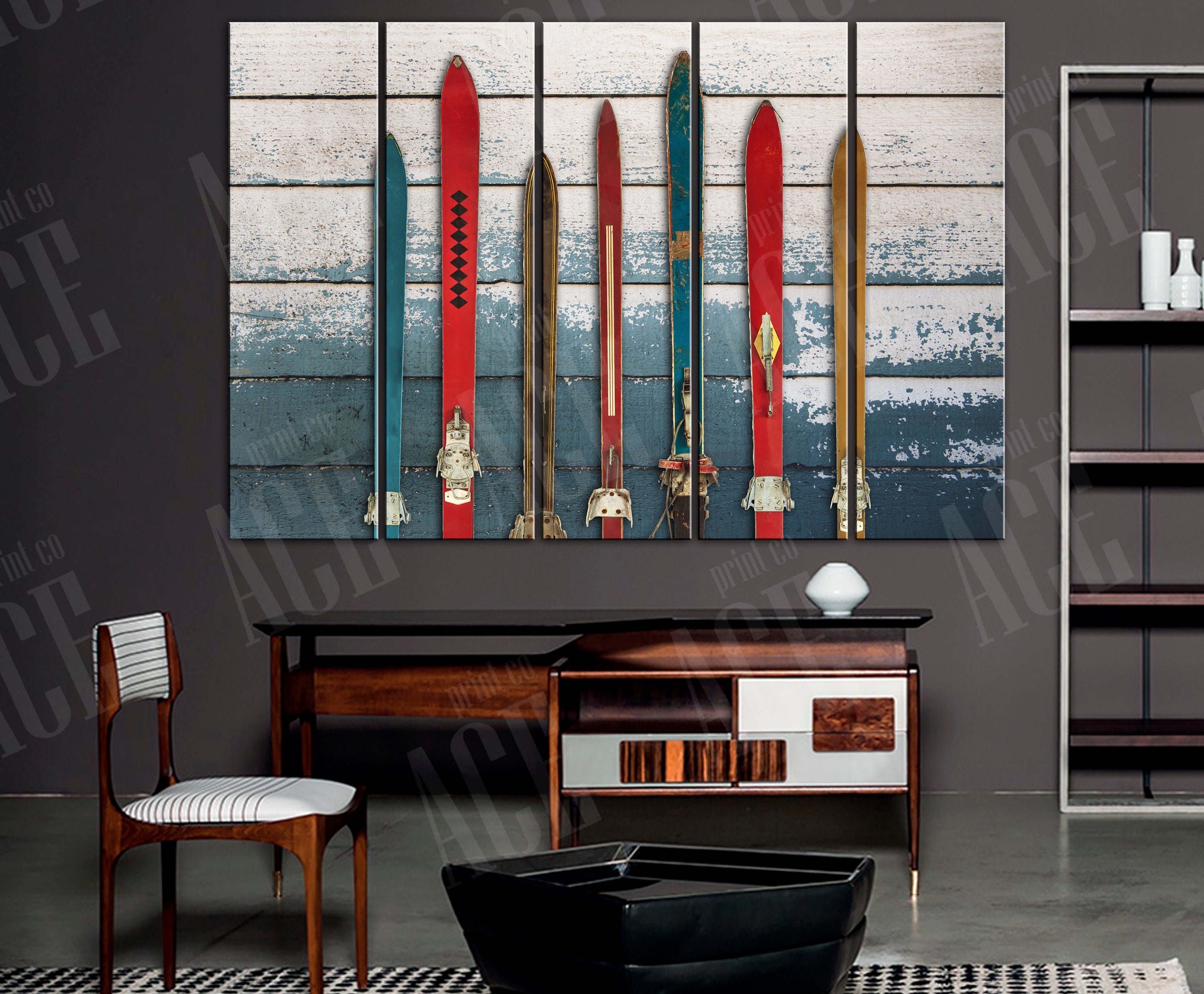 Winter Skis Canvas Print Skis Print Motivation sport art | Etsy