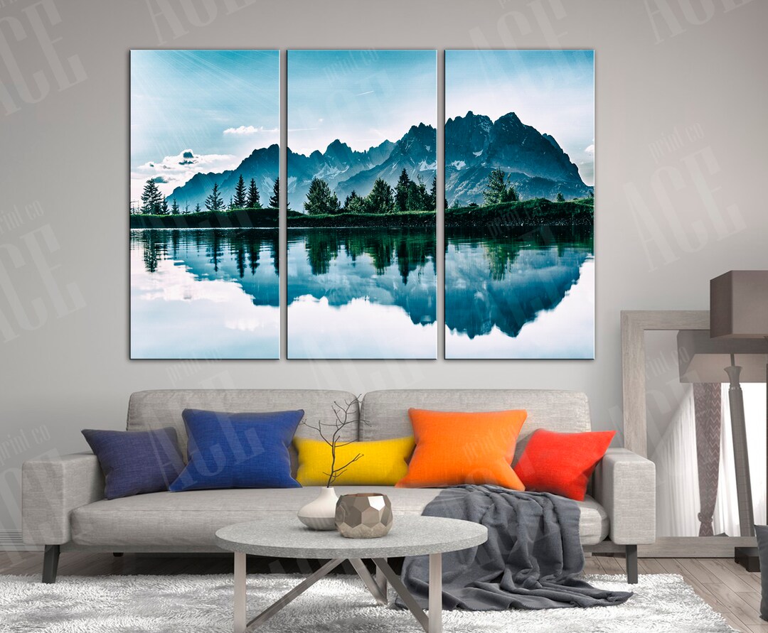 Abstract Mountain Canvas Print: Nature Reflection Art - Etsy