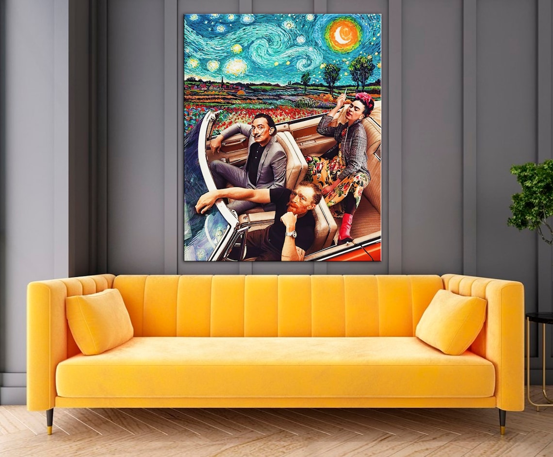 Salvador Dali Frida Kahlo Van Gogh Canvas Pop art Canvas | Etsy