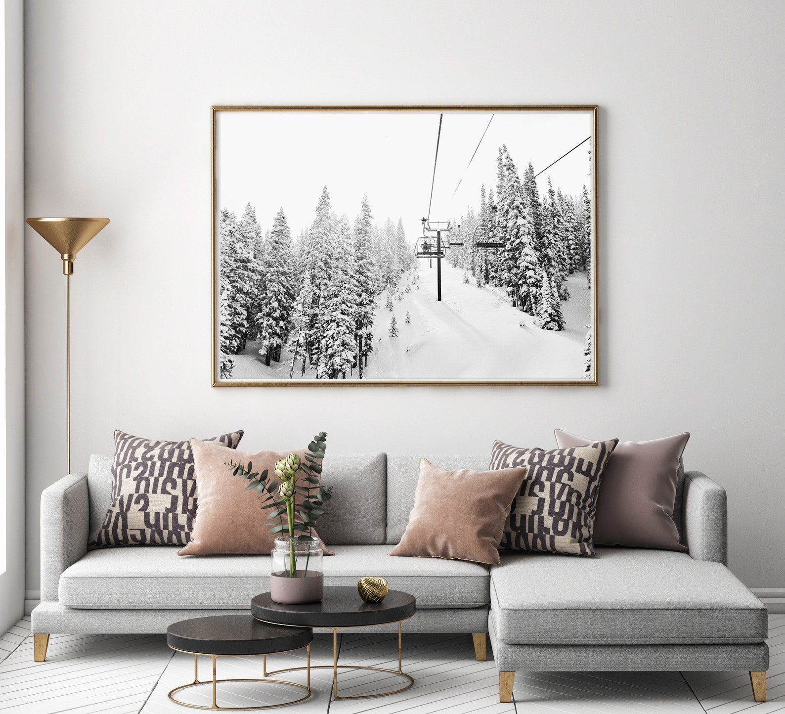 Winter Ski Lift Print, Photography Art Print, Digital Download Photo ...