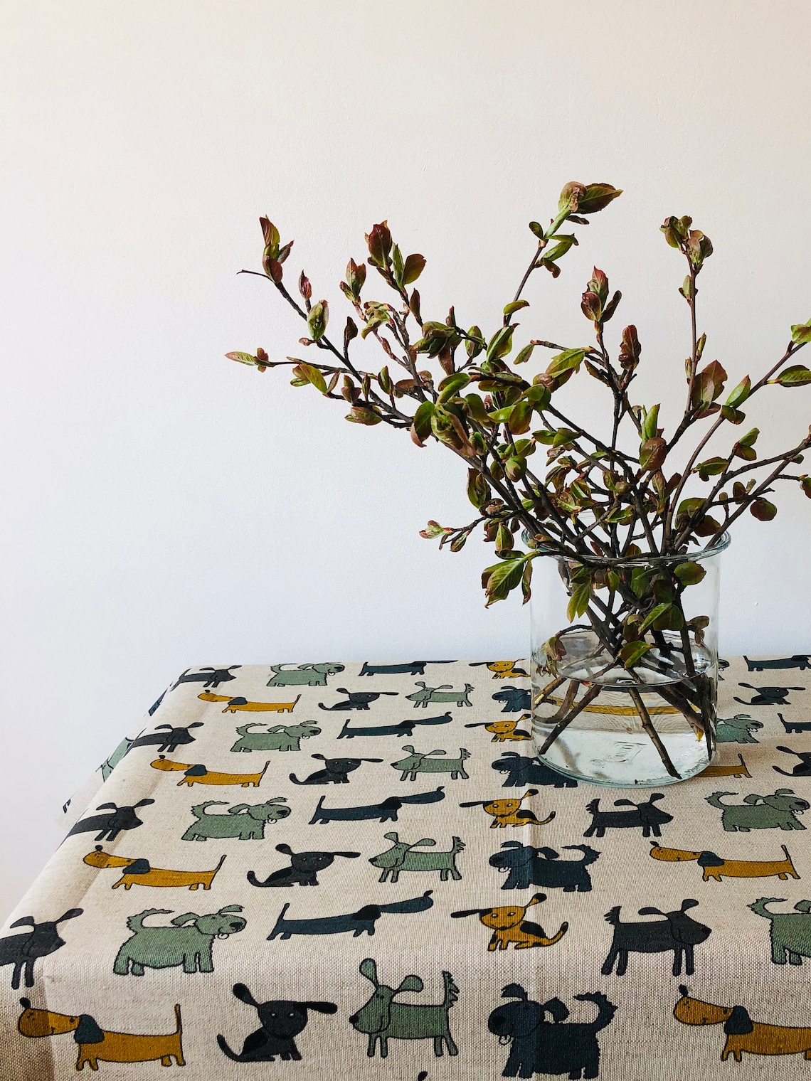 Linen Tablecloth-tablecloth-table Linens-dog Pattern Print Tablecloth ...