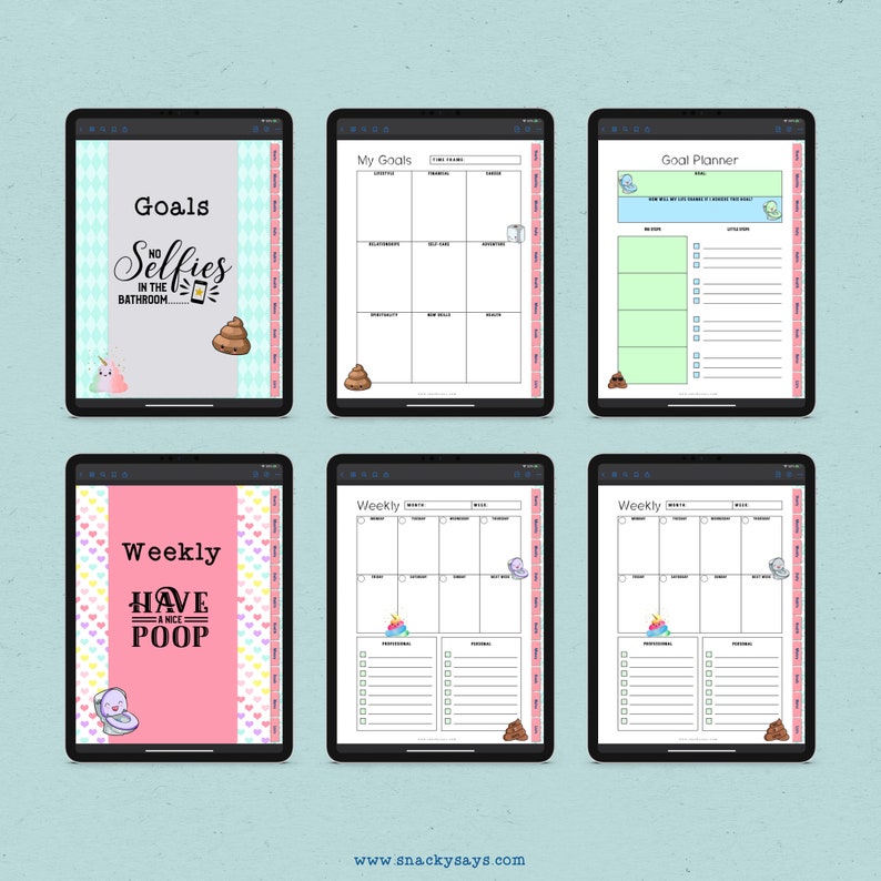 Toilets, Poop and Unicorns Undated Digital Planner, Ipad, Goodnotes ...