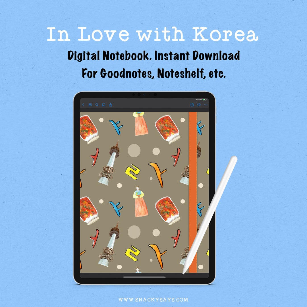 In Love With Korea Digital Notebook, Good Notes, Noteshelf, Ipad, Hyper ...