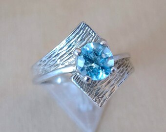 1970s Silver & Topaz Ring 70s Topaz Glass Silver Ring Size 7.75 - Etsy