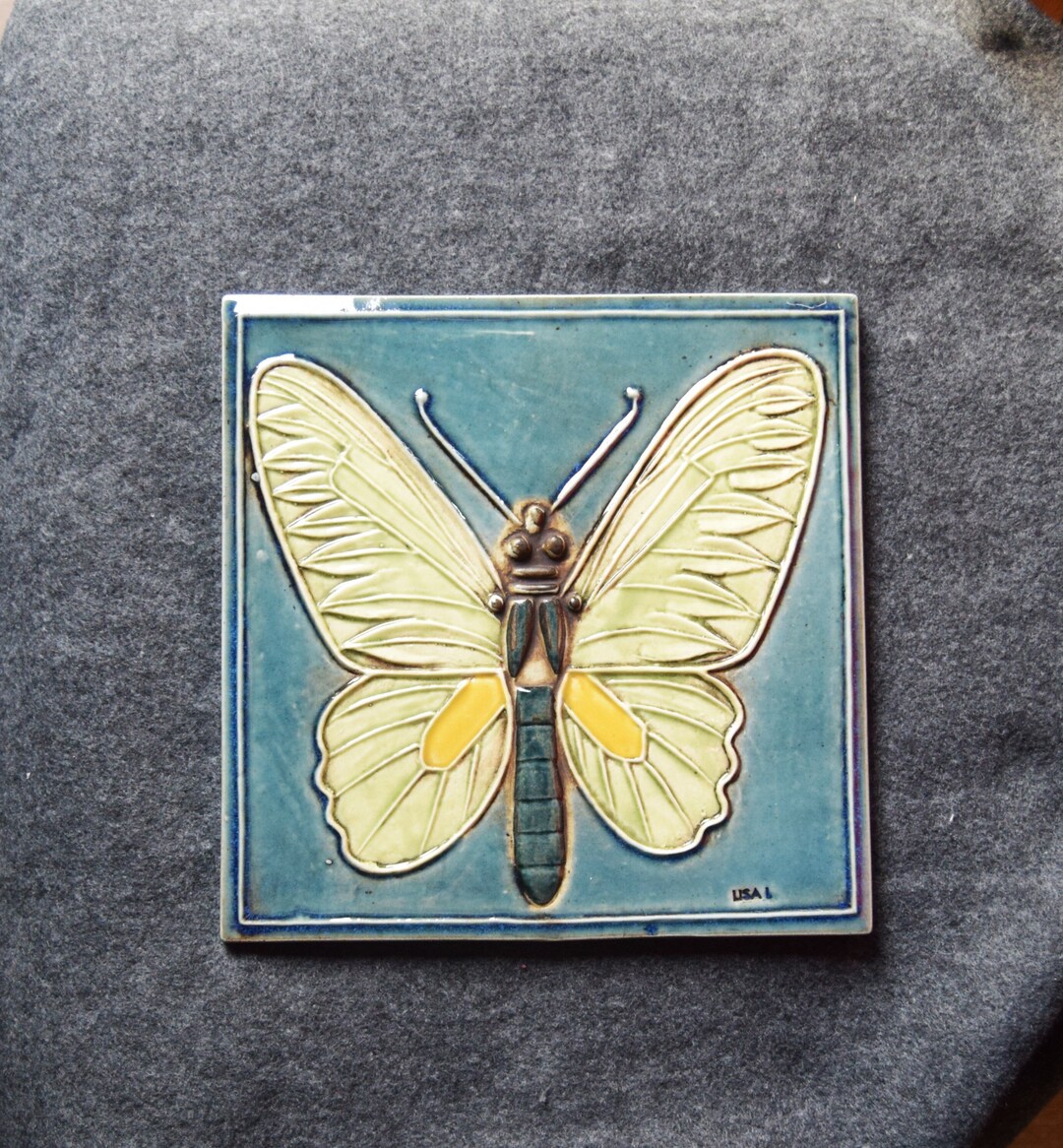 BUTTERFLY Wall Tile Plaque LISA LARSON Gustavsberg Sweden Free Shipping ...