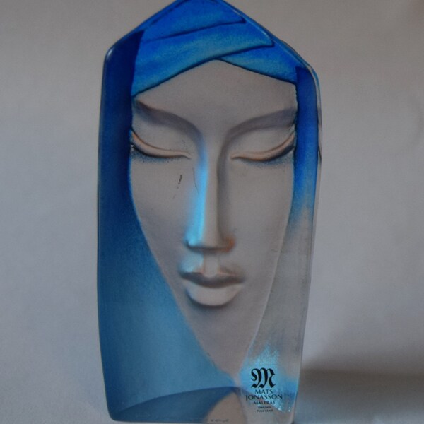 BLUE Art Glass Sculpture MAZZAI Mats Jonasson Crystal Maleras Sweden ...