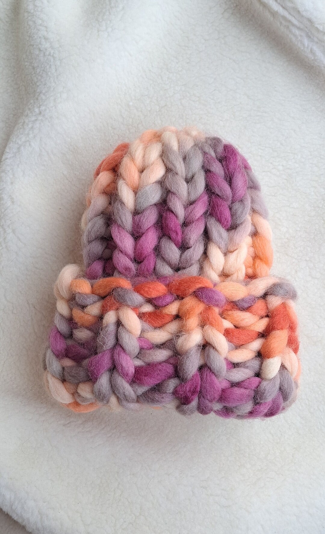 Rainbow Merino Wool Chunky Knit Beanie - Etsy