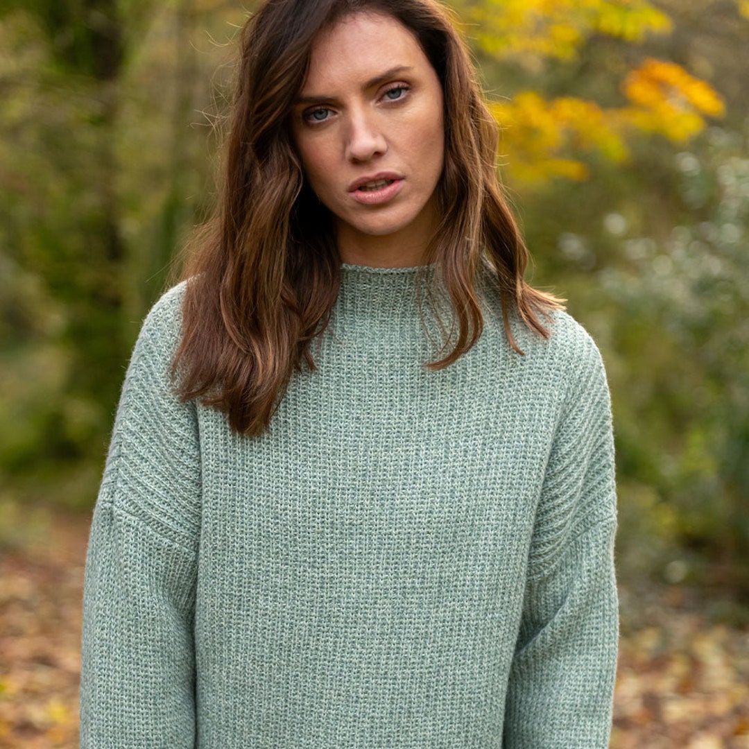 Sage Green Ciara Funnel Neck Sweater - Etsy