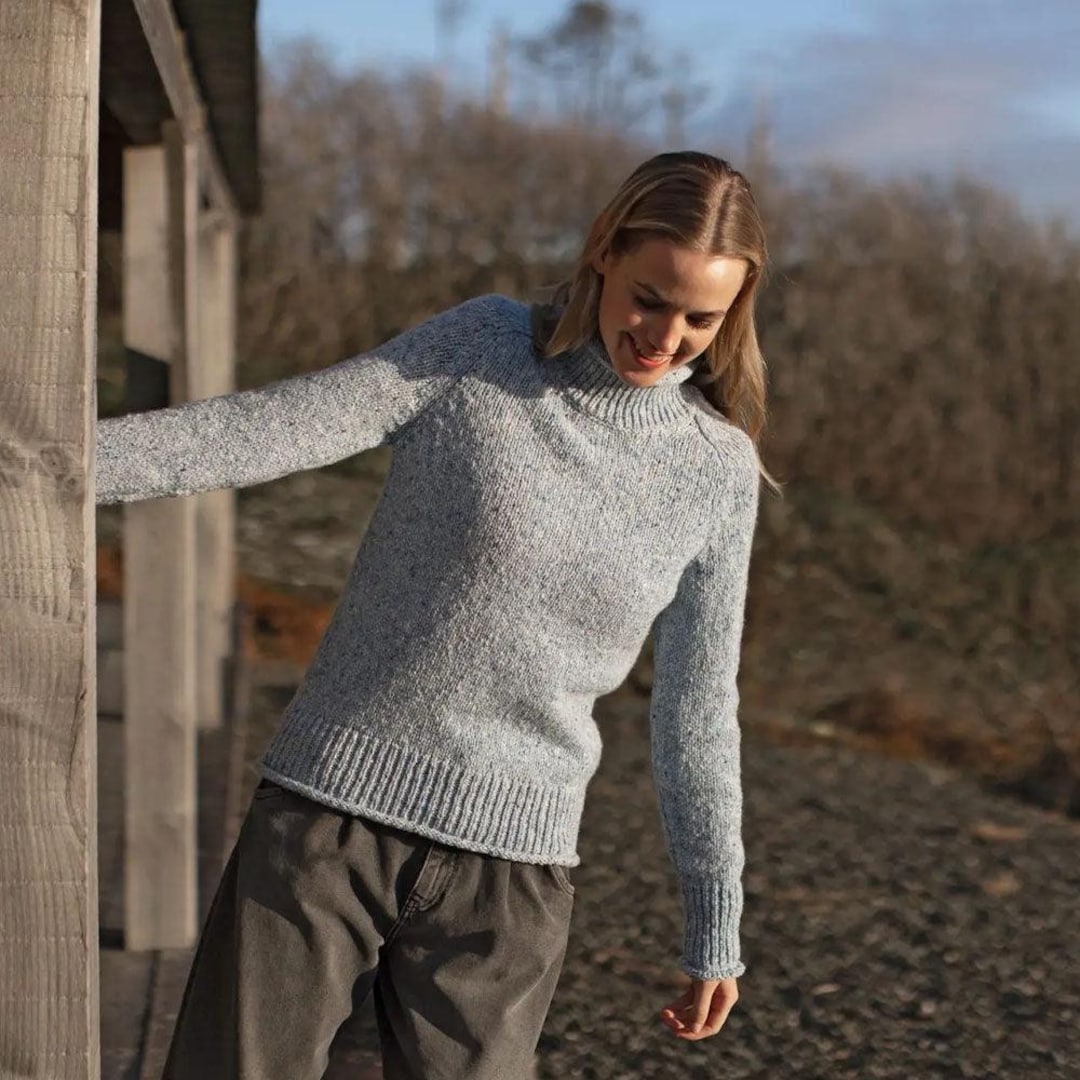 Blue Mist Donegal Wool Roll Neck Sweater - Etsy
