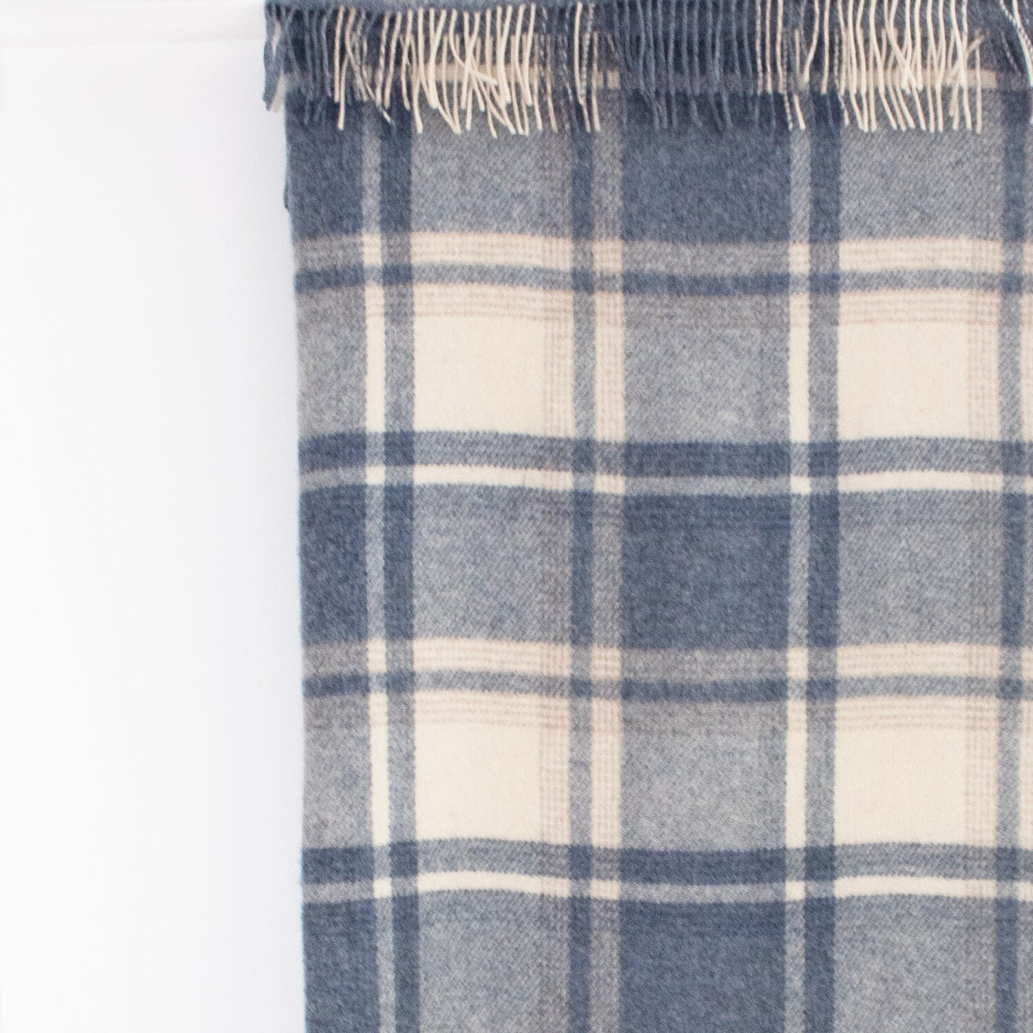 Blue & Cream Check Large Wool Blanket - Etsy Canada