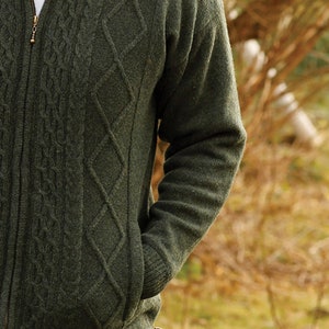 Lined Full Zip Neck Sweater, Moss Green - Etsy