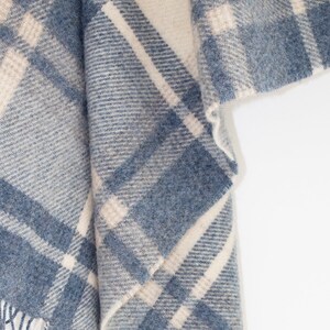 Blue & Cream Check Large Wool Blanket - Etsy Canada
