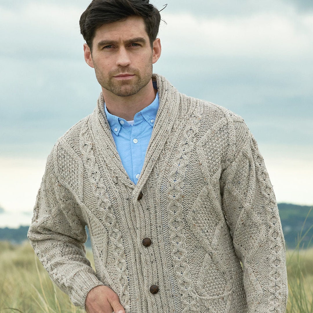 Oatmeal Mens Wool Button Cardigan - Etsy