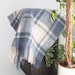 Blue & Cream Check Large Wool Blanket - Etsy Canada