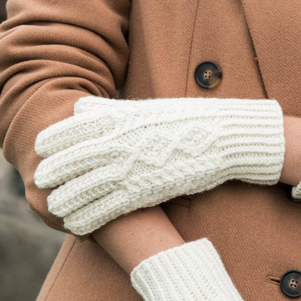 Natural White Wool Knit Gloves - Etsy