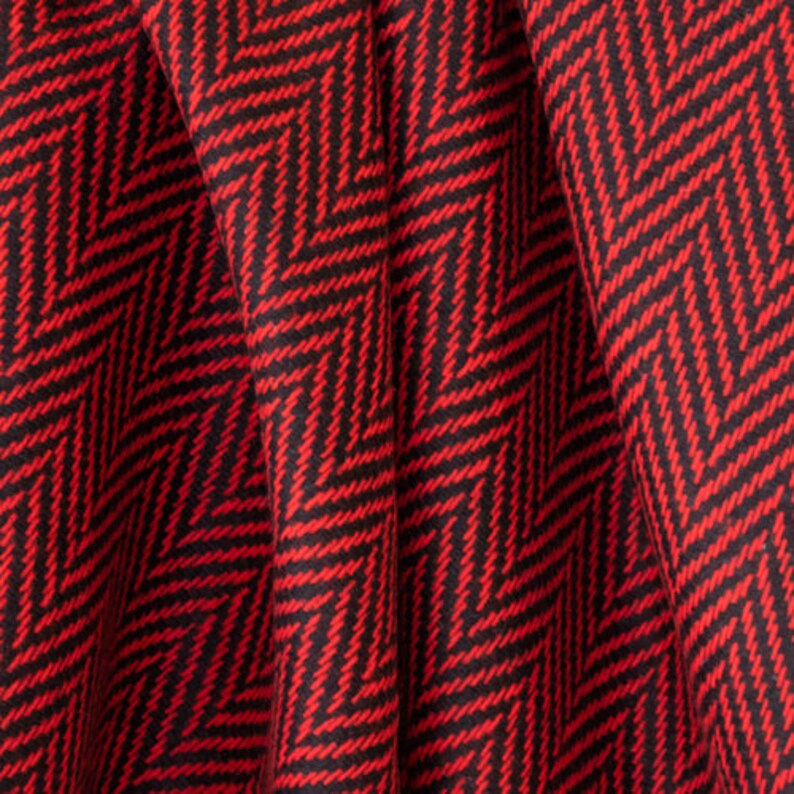 Red & Black Herringbone Donegal Tweed Fabric Sample - Etsy
