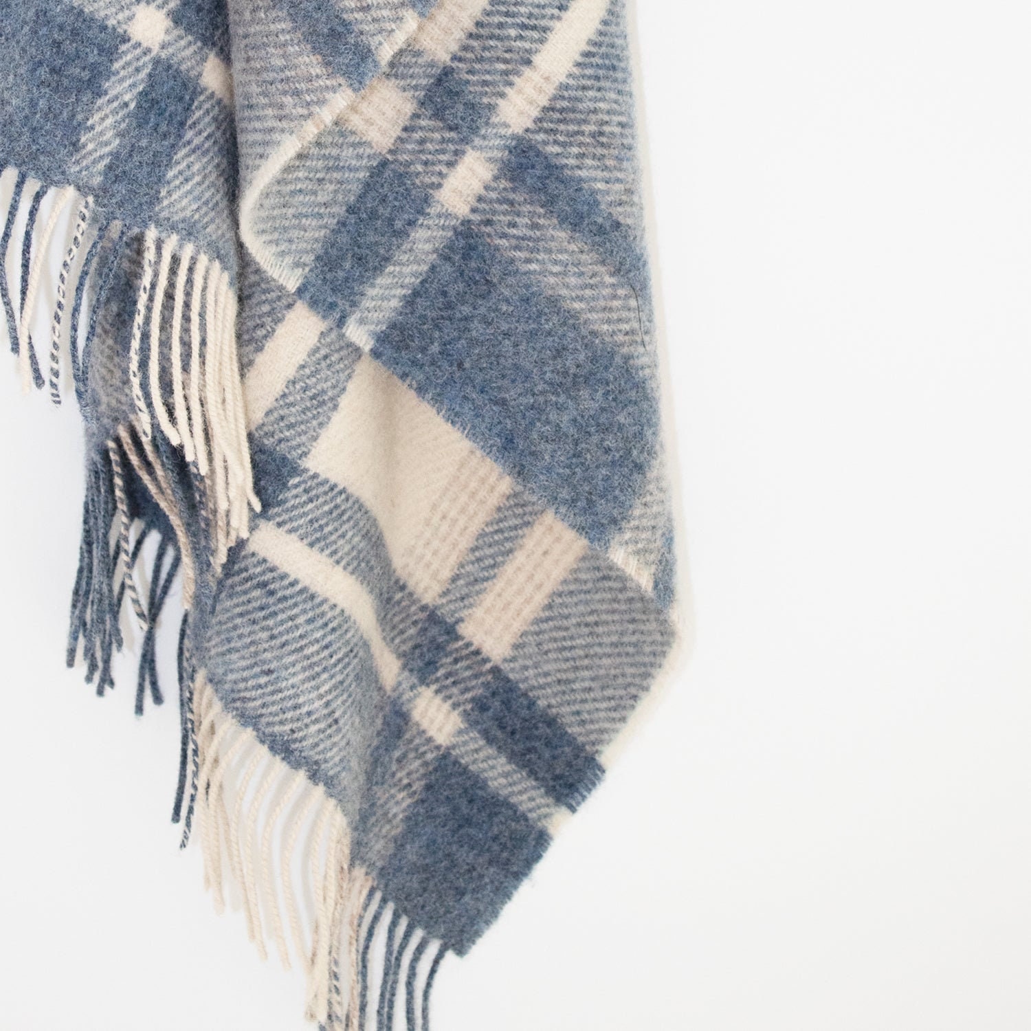 Blue & Cream Check Large Wool Blanket - Etsy Canada