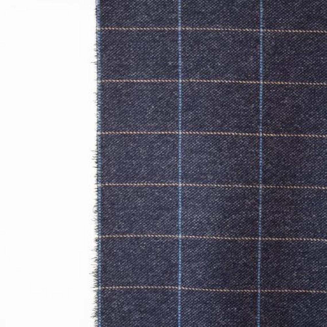 Navy & Beige Windowpane Donegal Tweed Fabric Sample | Etsy