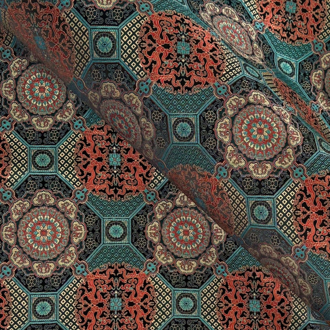 Elegant Brocade Fabric: Asian Damask Jacquard, Upholstery & Dressmaking ...