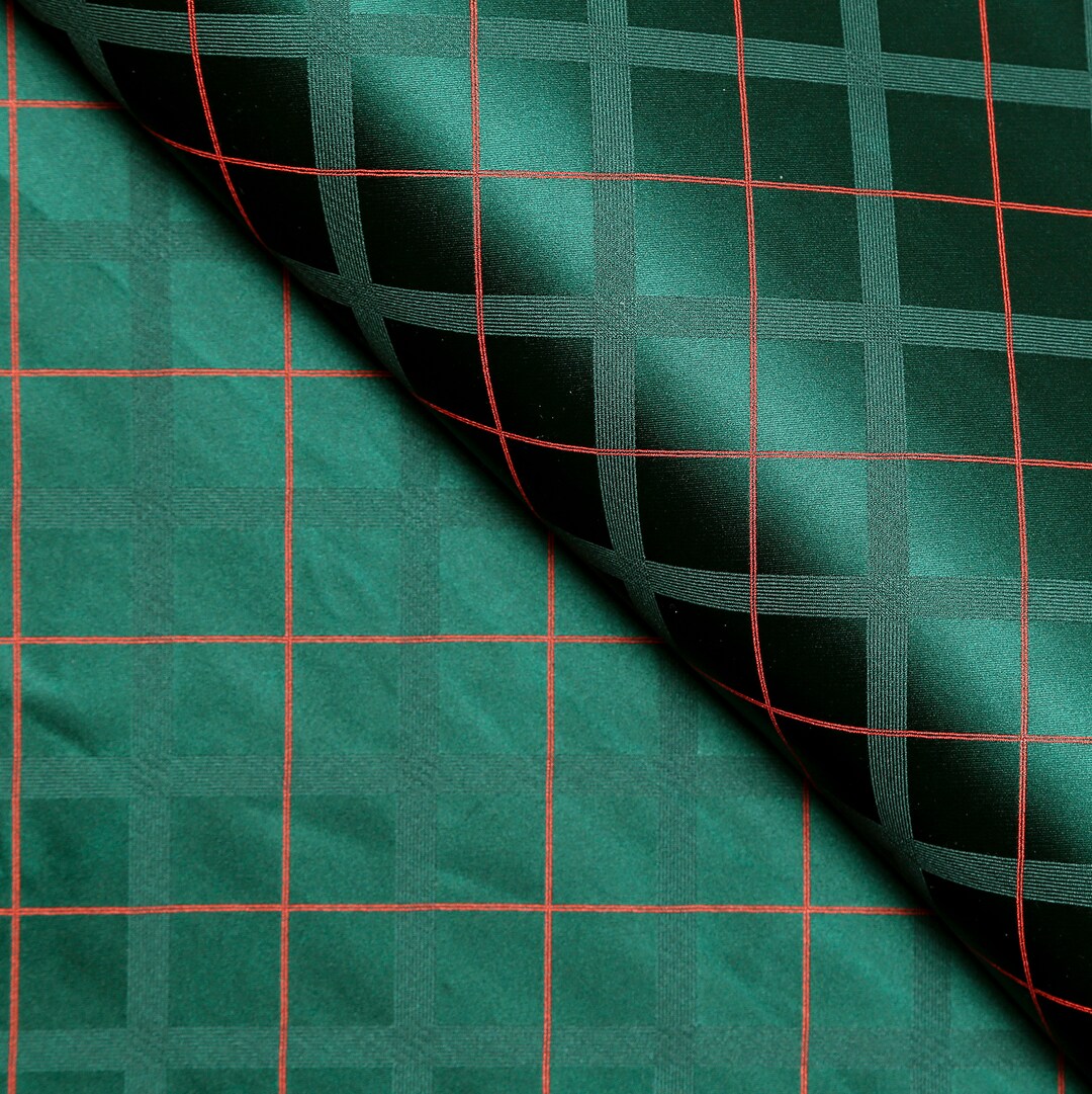 Green With Red Line Square Pattern Brocade Fabric,29 Inches Wide - Etsy