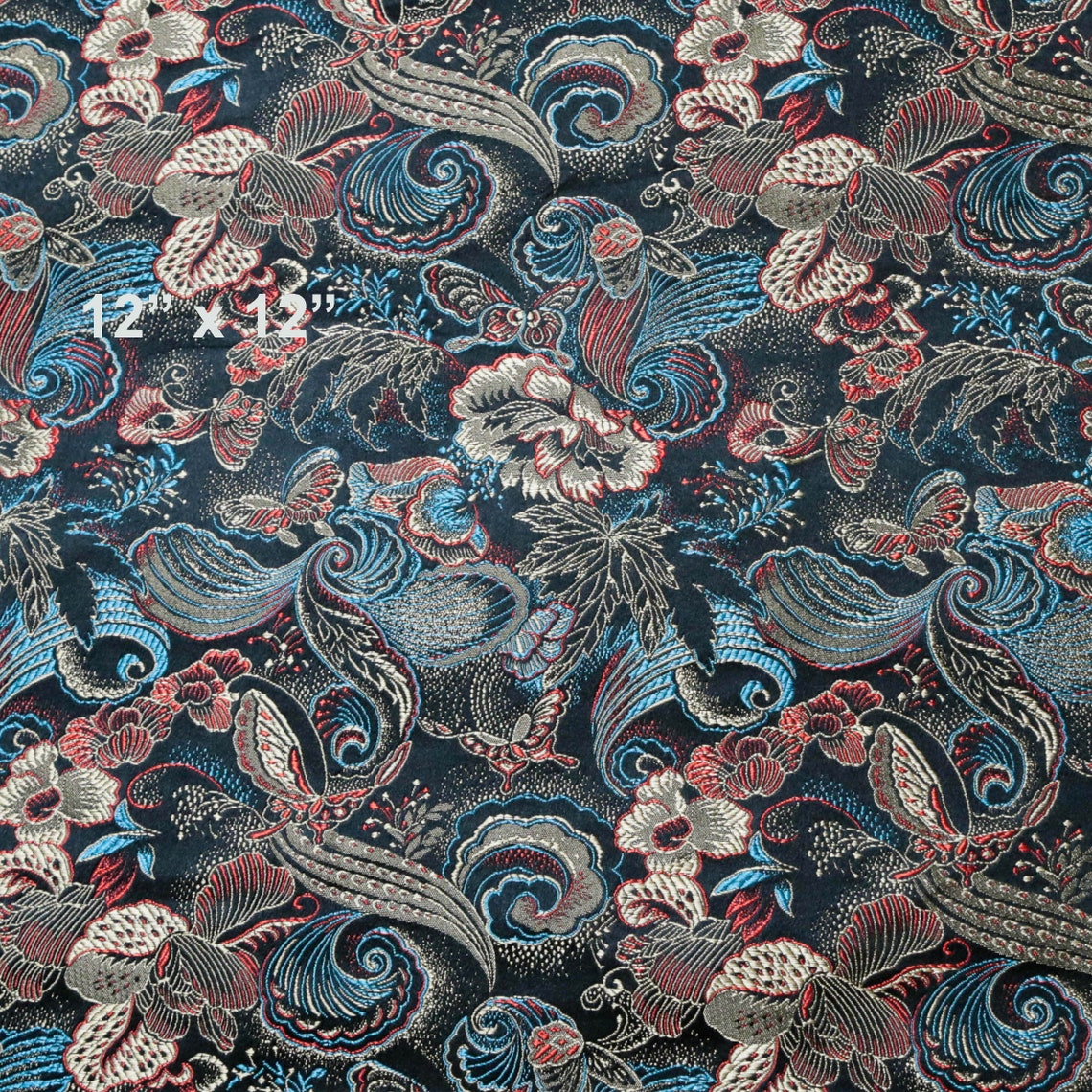 Black Floral Brocade Fabric | Jacquard Tuxedo Vest & Evening Dress ...