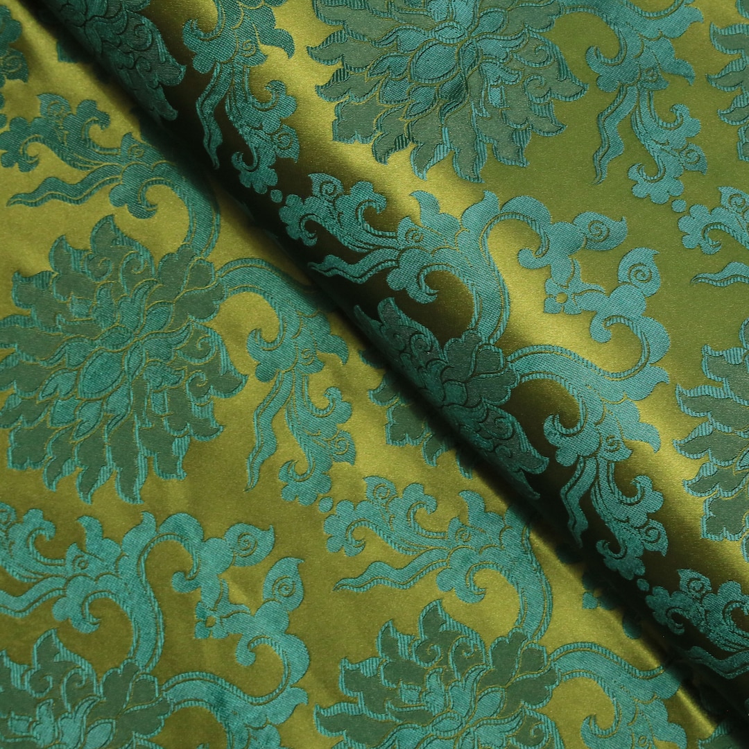 Willow Green Floral Brocade Fabric: Jacquard Textile, 29" Wide - Etsy