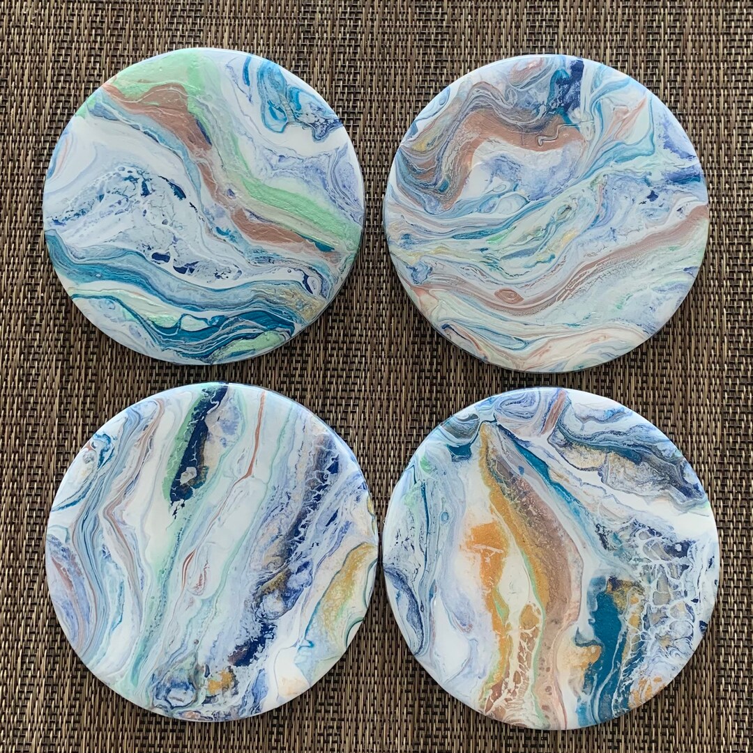 Hand Painted Ceramic Coaster Set of 4 / Table Setting / Table Decor ...