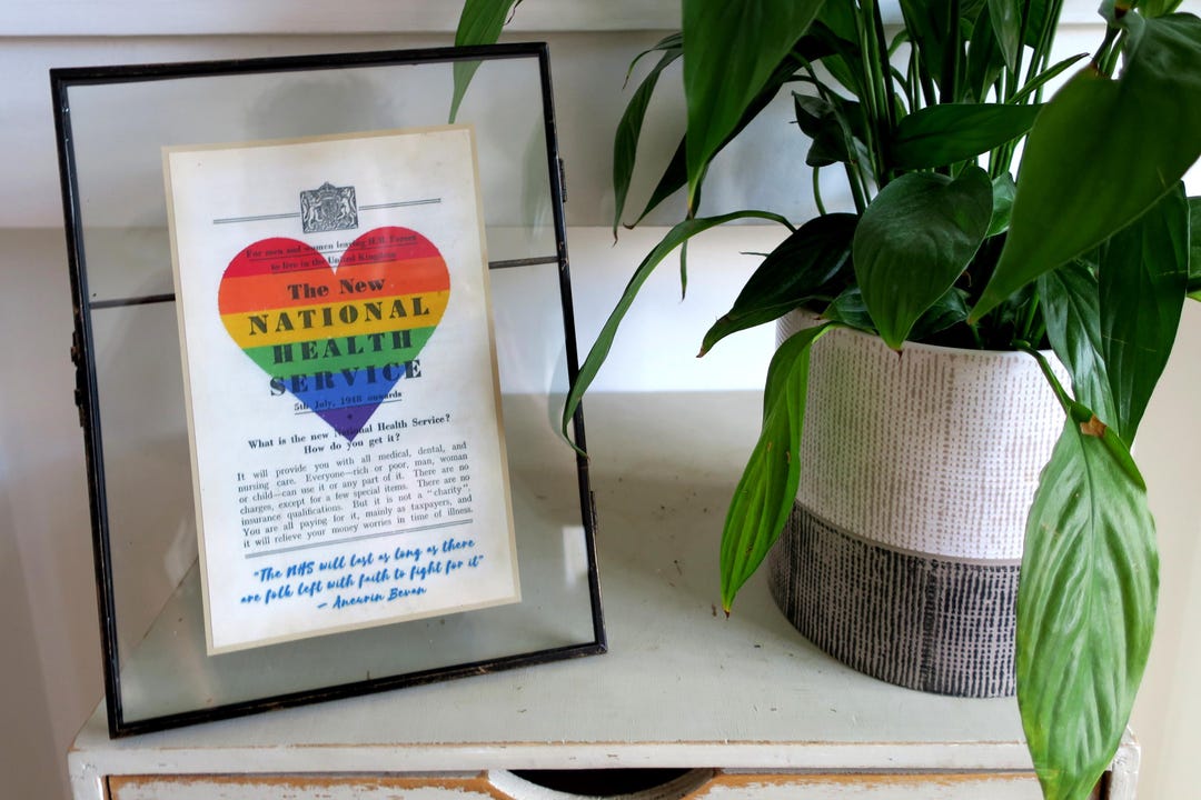 Personalized NHS Rainbow Heart Print, Aneurin Bevan Quote, Framed ...