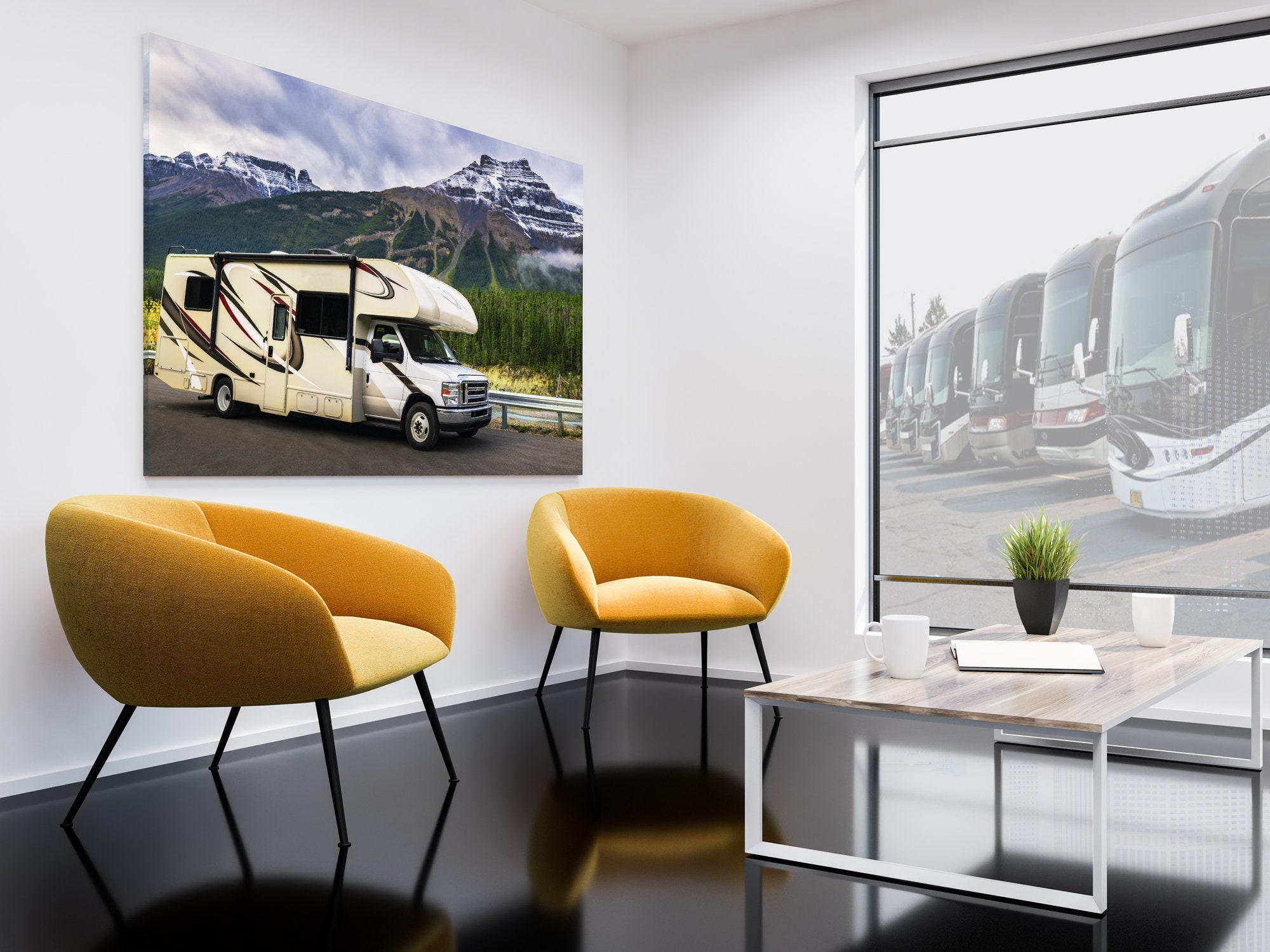Motorhome RV Camper in the Great Outdoors - RV Dealer Wall Art Decor ...