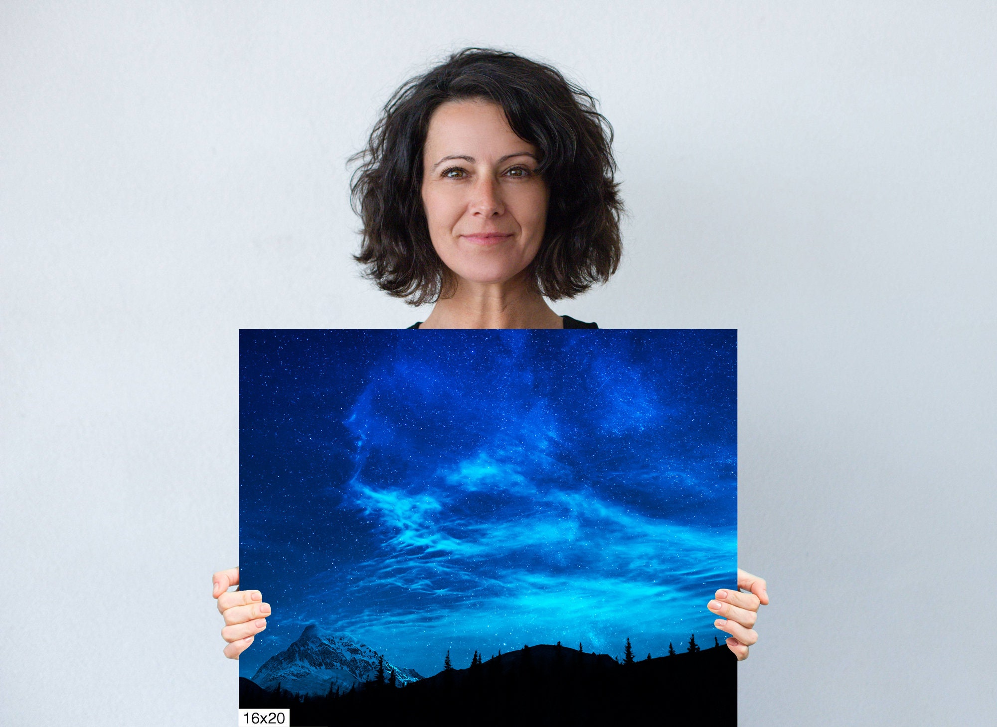 Milky Way Print - Night Sky Stars Canvas - Nightscape Over Mountains ...