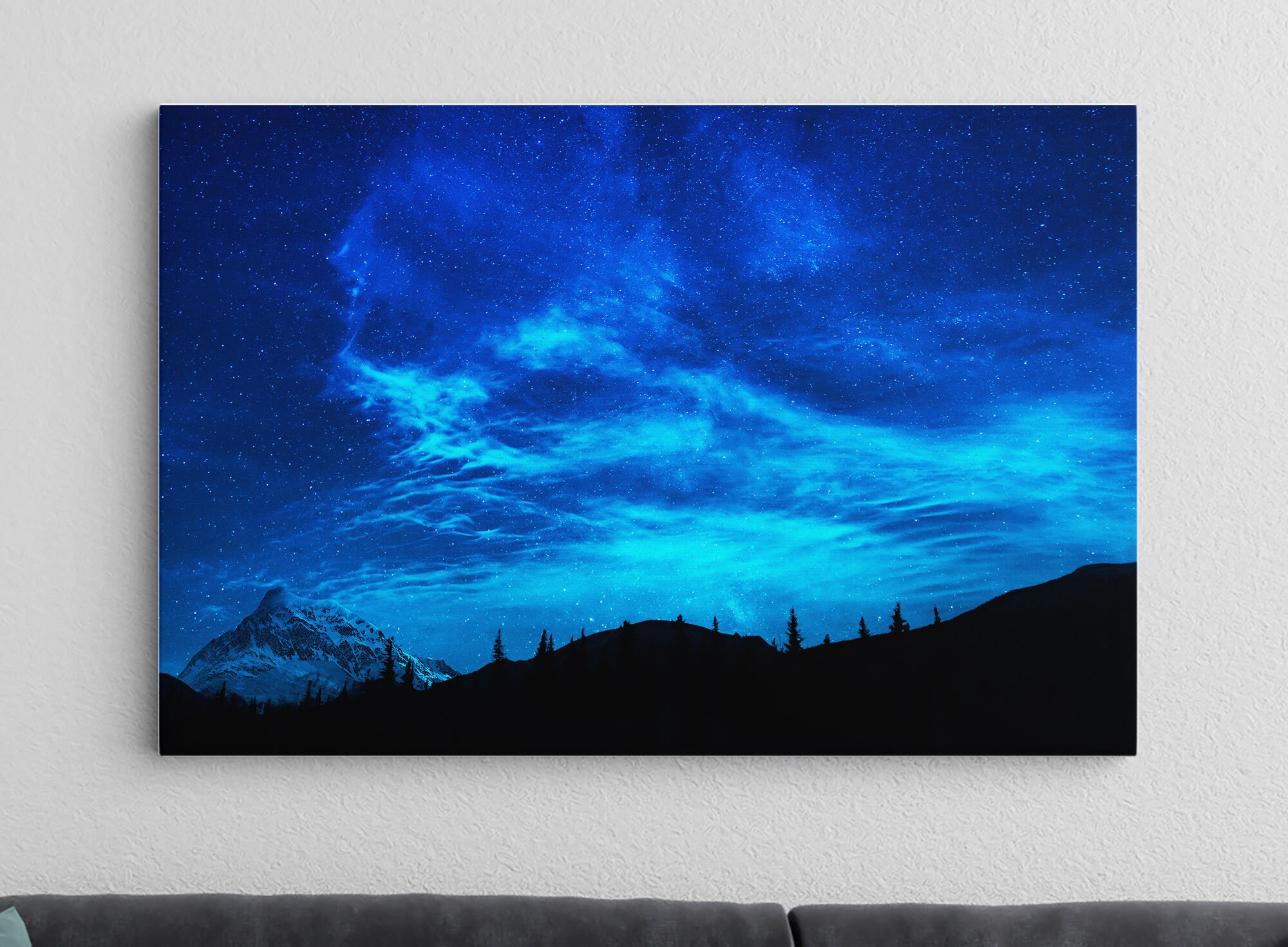 Milky Way Print - Night Sky Stars Canvas - Nightscape Over Mountains ...