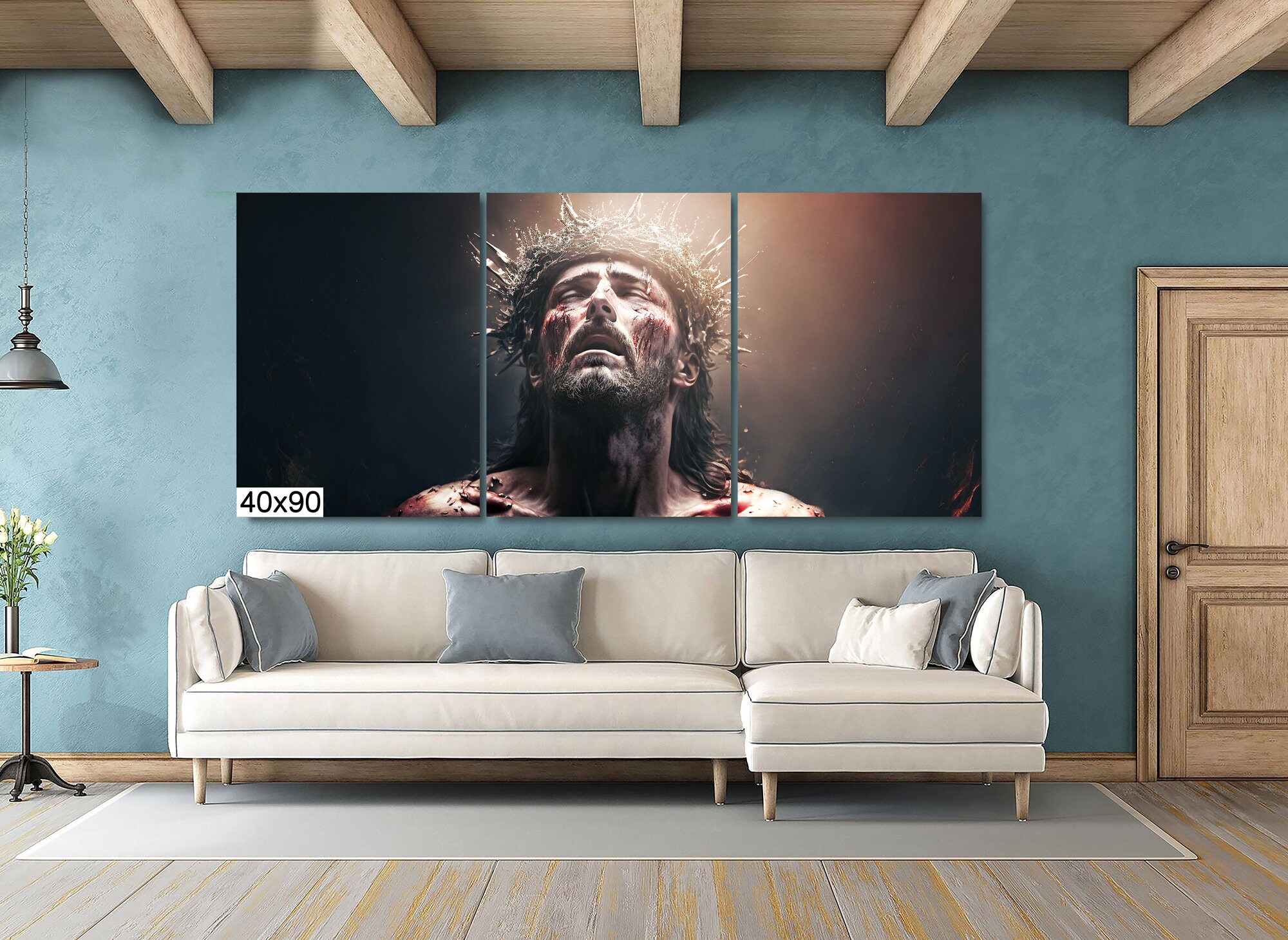 Portrait of Jesus the Savior at the Crucifixion Canvas Jesus of ...