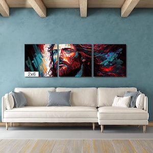 Portrait Painting of Jesus the Messiah Grunge Style Colorful Wall Decor ...