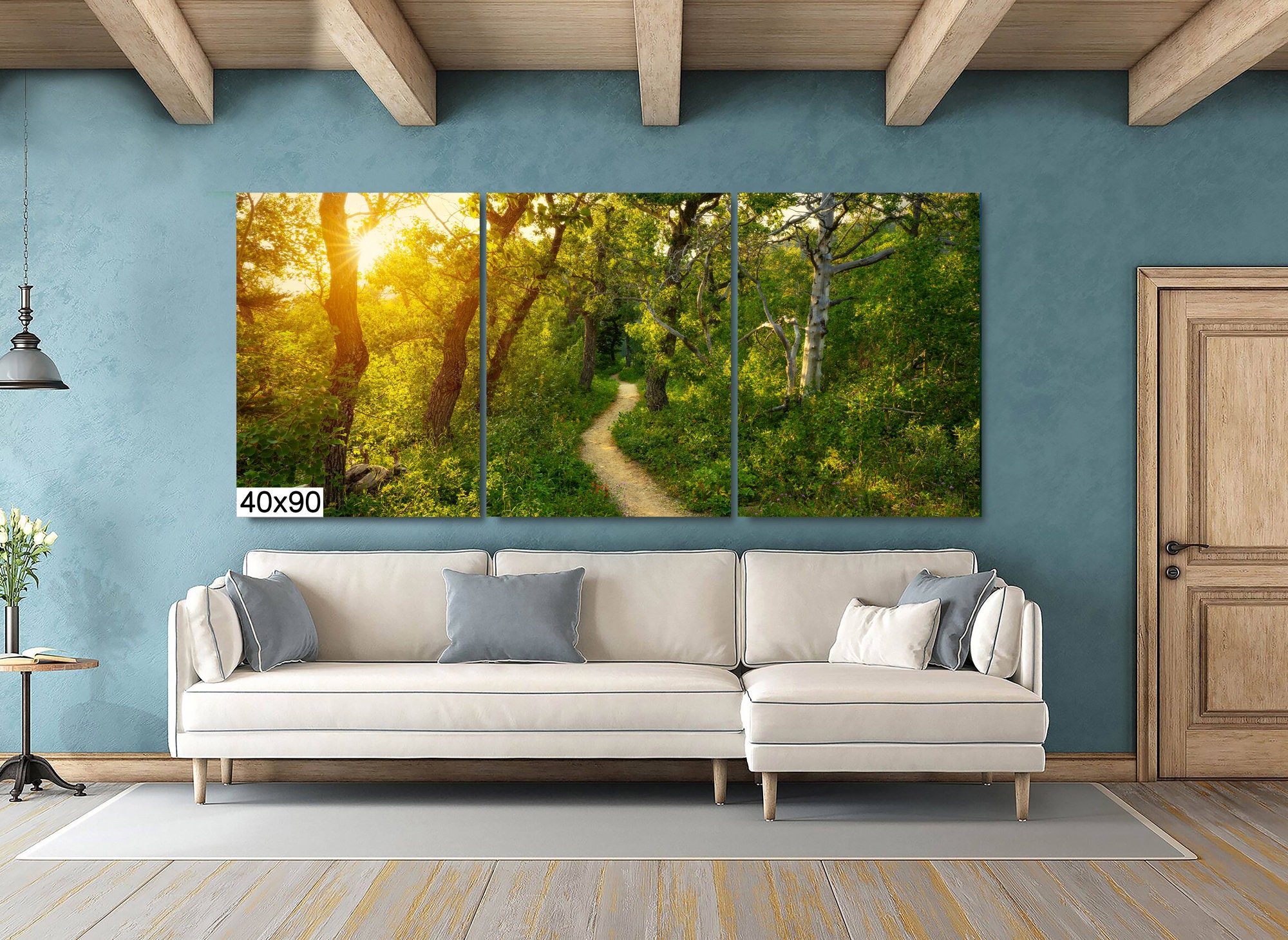 Forest Wall Art Canvas Print Beauty of Nature Forest Path at Sunset ...