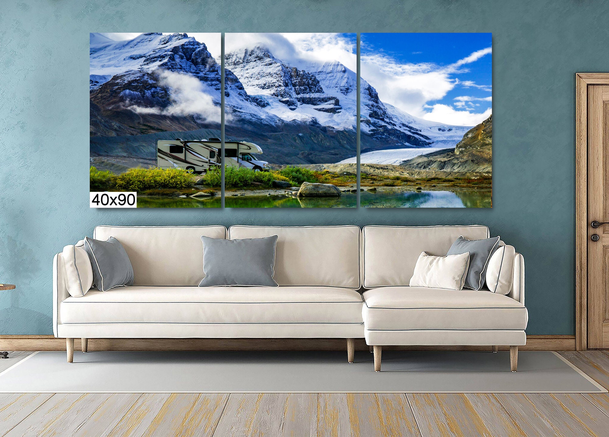 Motorhome Camper in Mountain Landscape - RV Dealer Wall Art Decor ...