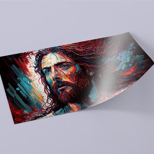 Portrait Painting of Jesus the Messiah Grunge Style Colorful Wall Decor ...