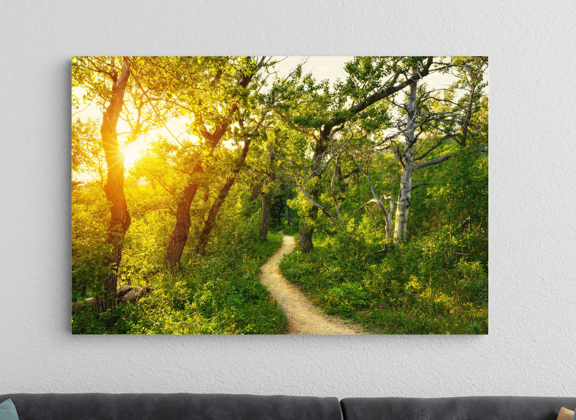 Forest Wall Art Canvas Print Beauty of Nature Forest Path at Sunset ...
