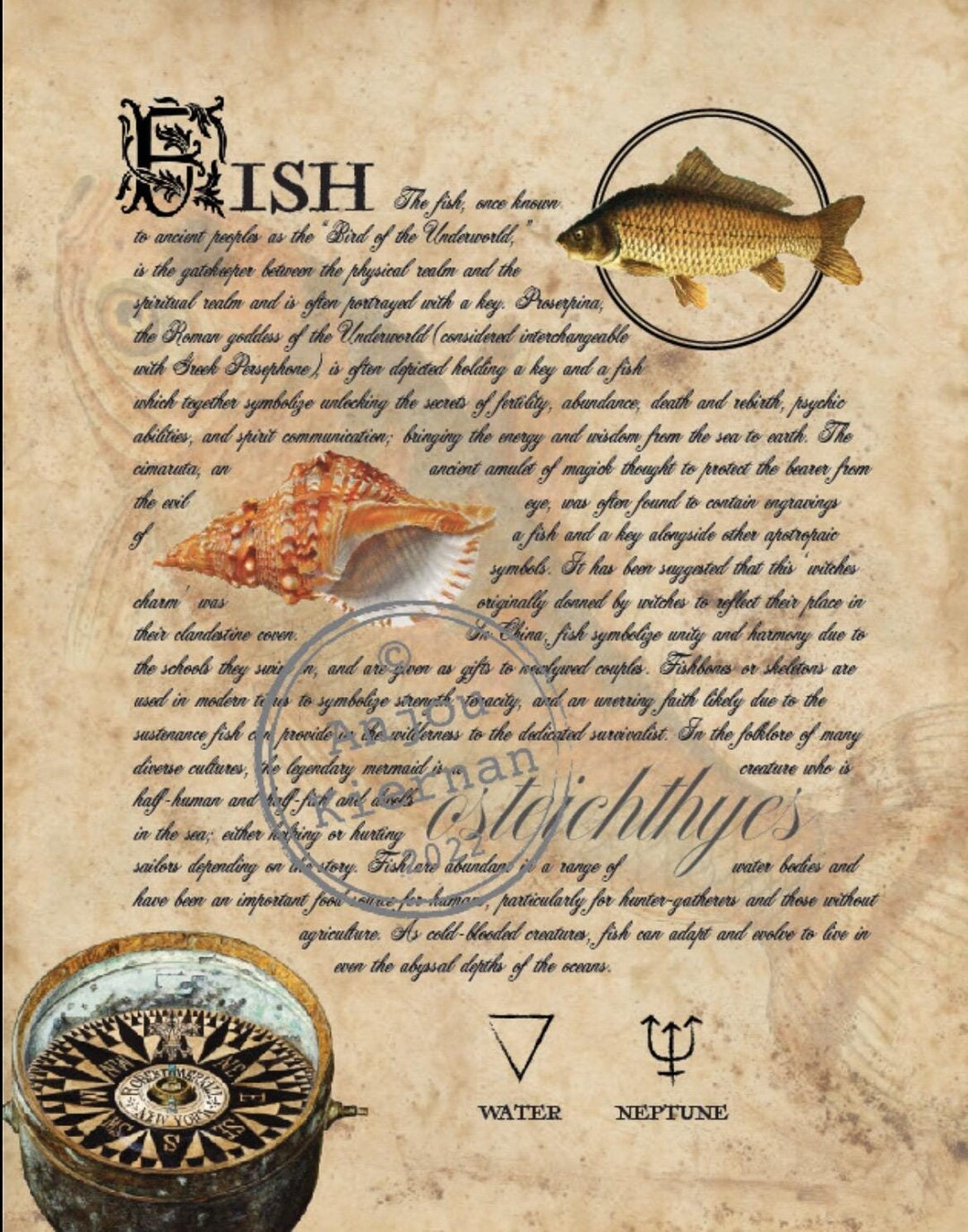 FISH Grimoire Page ~ Printable PDF Digital Download for Familiars ...
