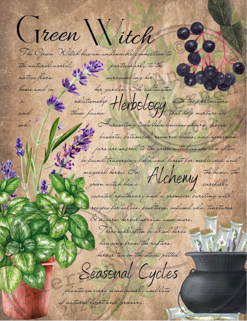 GREEN WITCH Grimoire Page Printable PDF Digital Download for Herbal ...