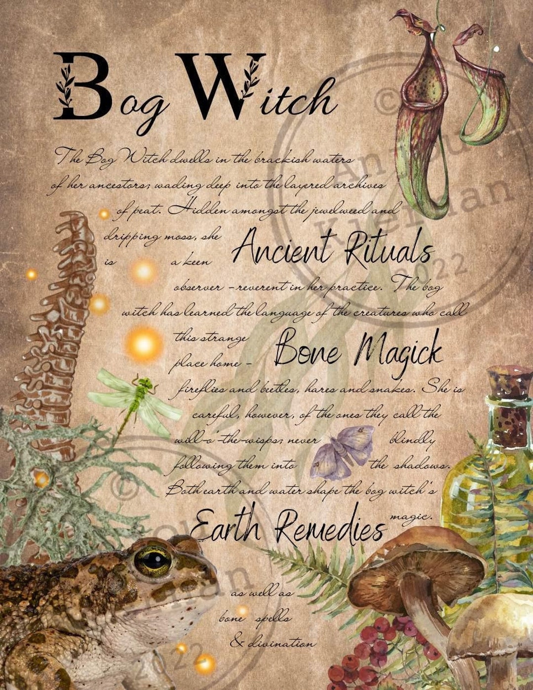 BOG WITCH Grimoire Page ~ Printable PDF Digital Download for Swamp ...