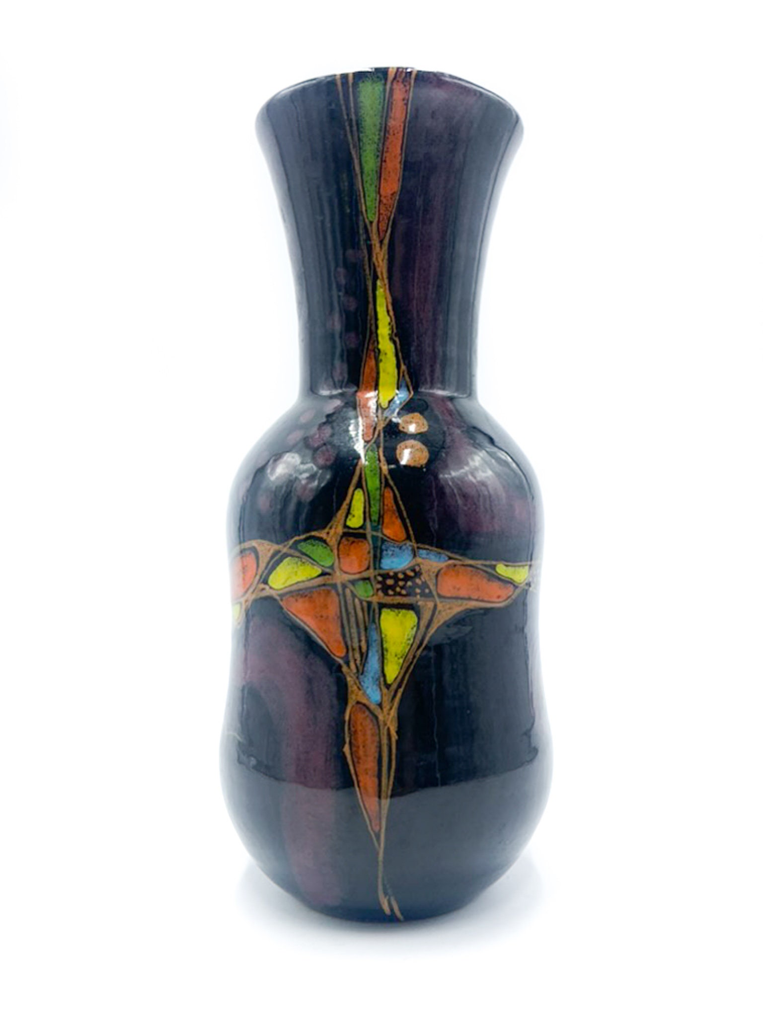 Purple Hand Painted Ceramic Vase by Verzolini 70s - Etsy